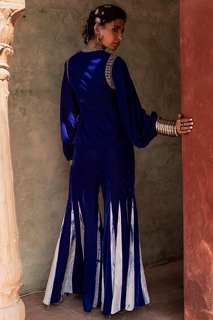 Cobalt Blue Tie- Knot Jacket Set by Reeti Arneja at Pernia's Pop Up ...