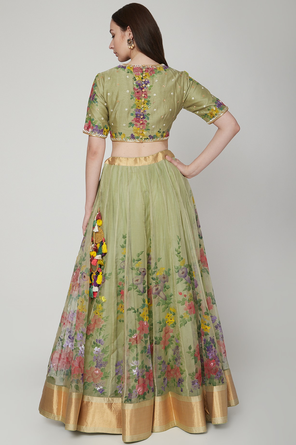 Mint Green Hand Painted Lehenga Set Design by RAR Studio at Pernia's ...