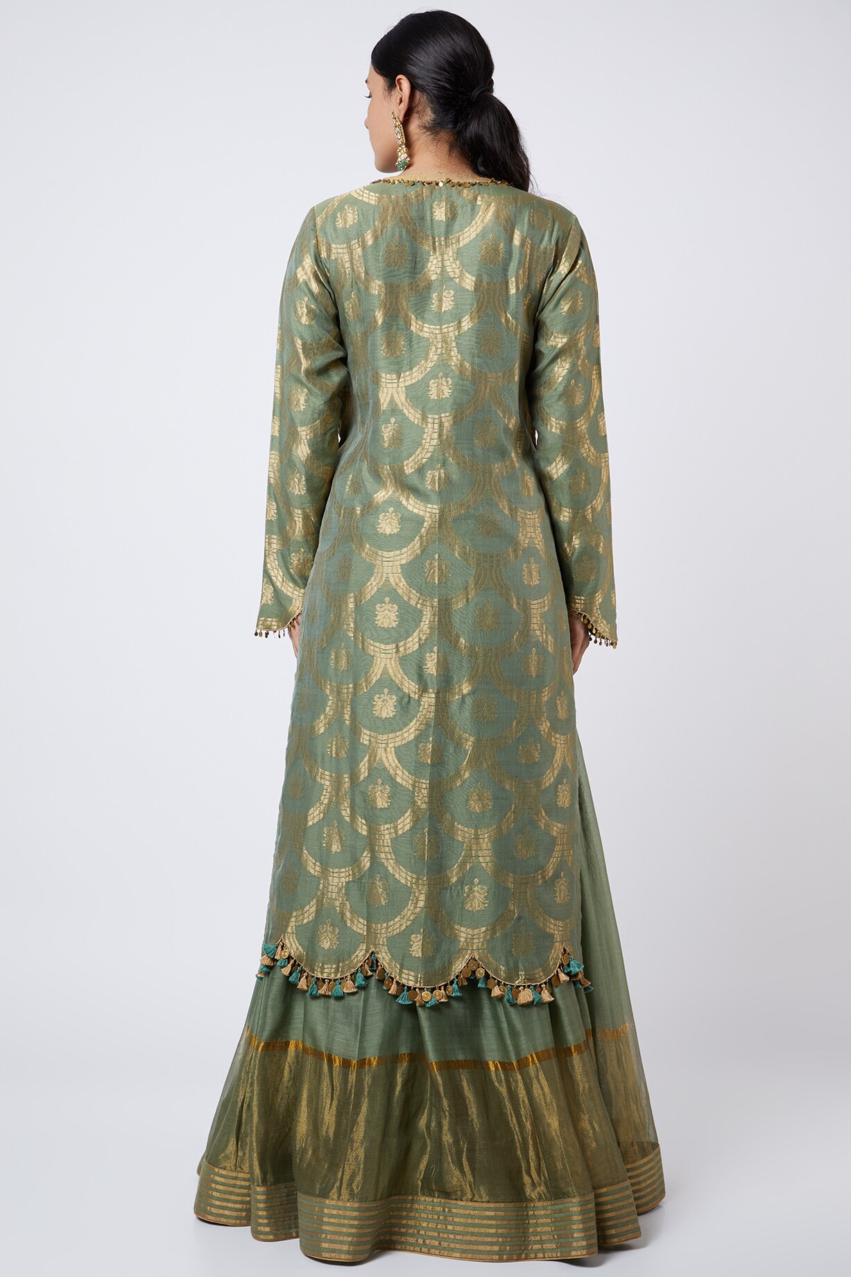 Olive Green Scalloped Anarkali Set by RAR Studio at Pernia's Pop Up ...