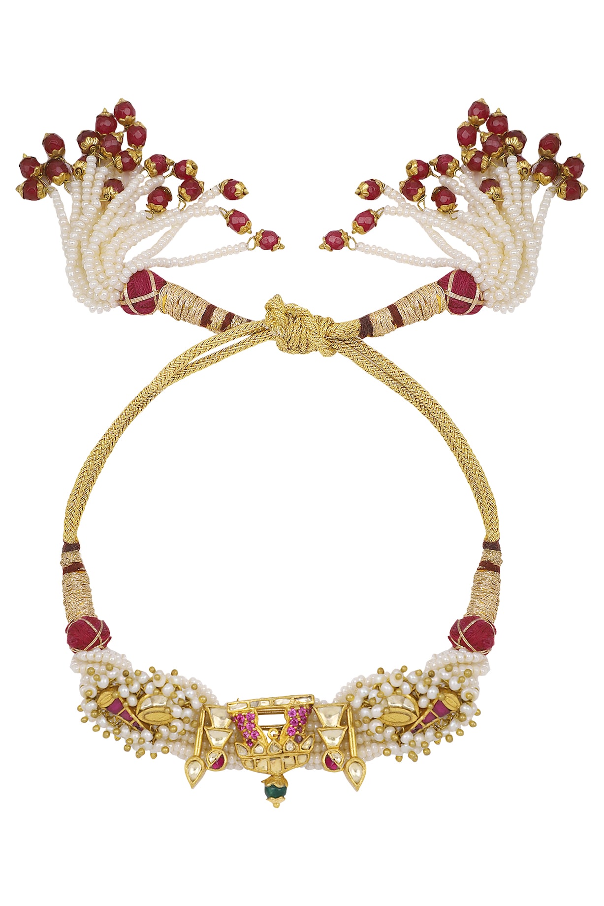 Gold plated temple motif palki palmcuff set available only at Pernia's ...