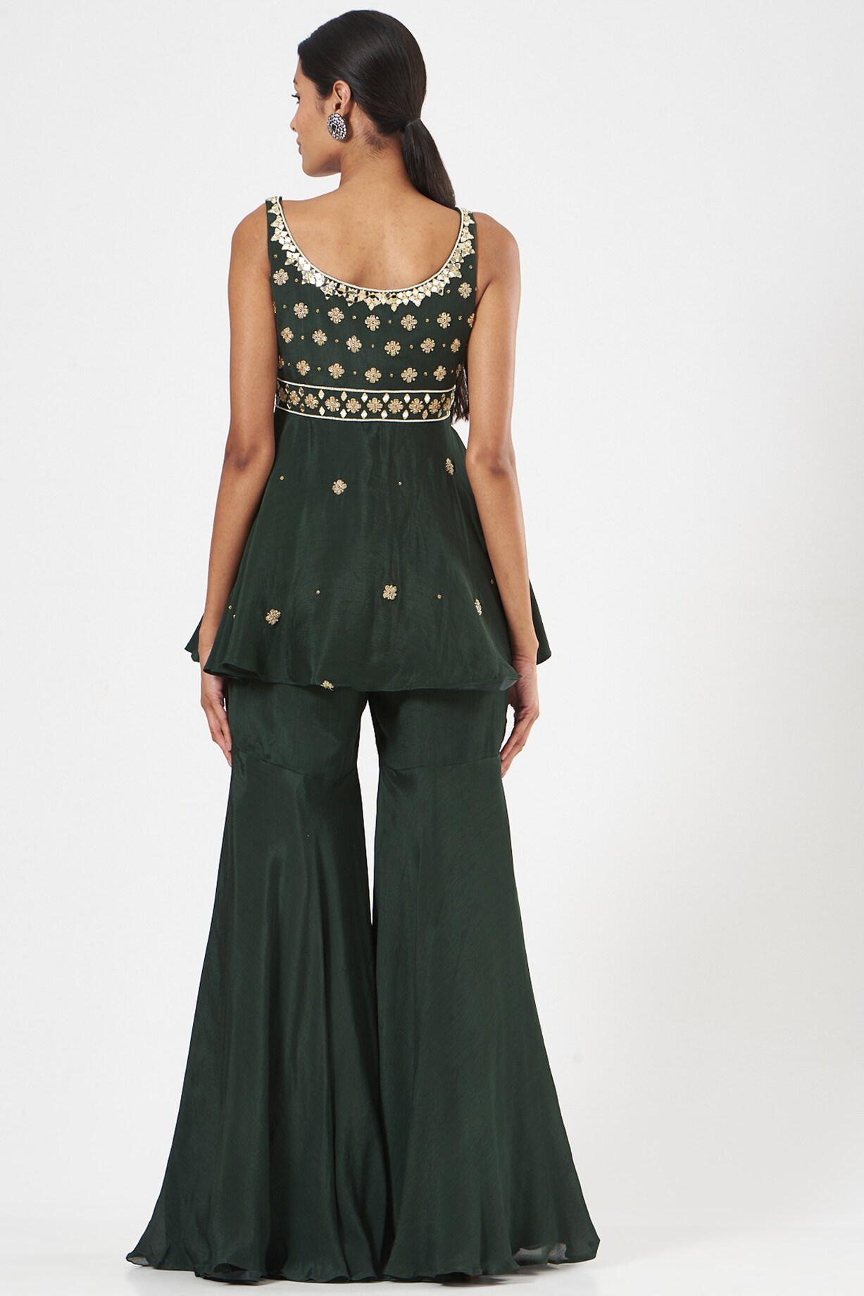 Dark Green Chinon Chiffon Sharara Set by Rashika Sharma at Pernia's Pop ...