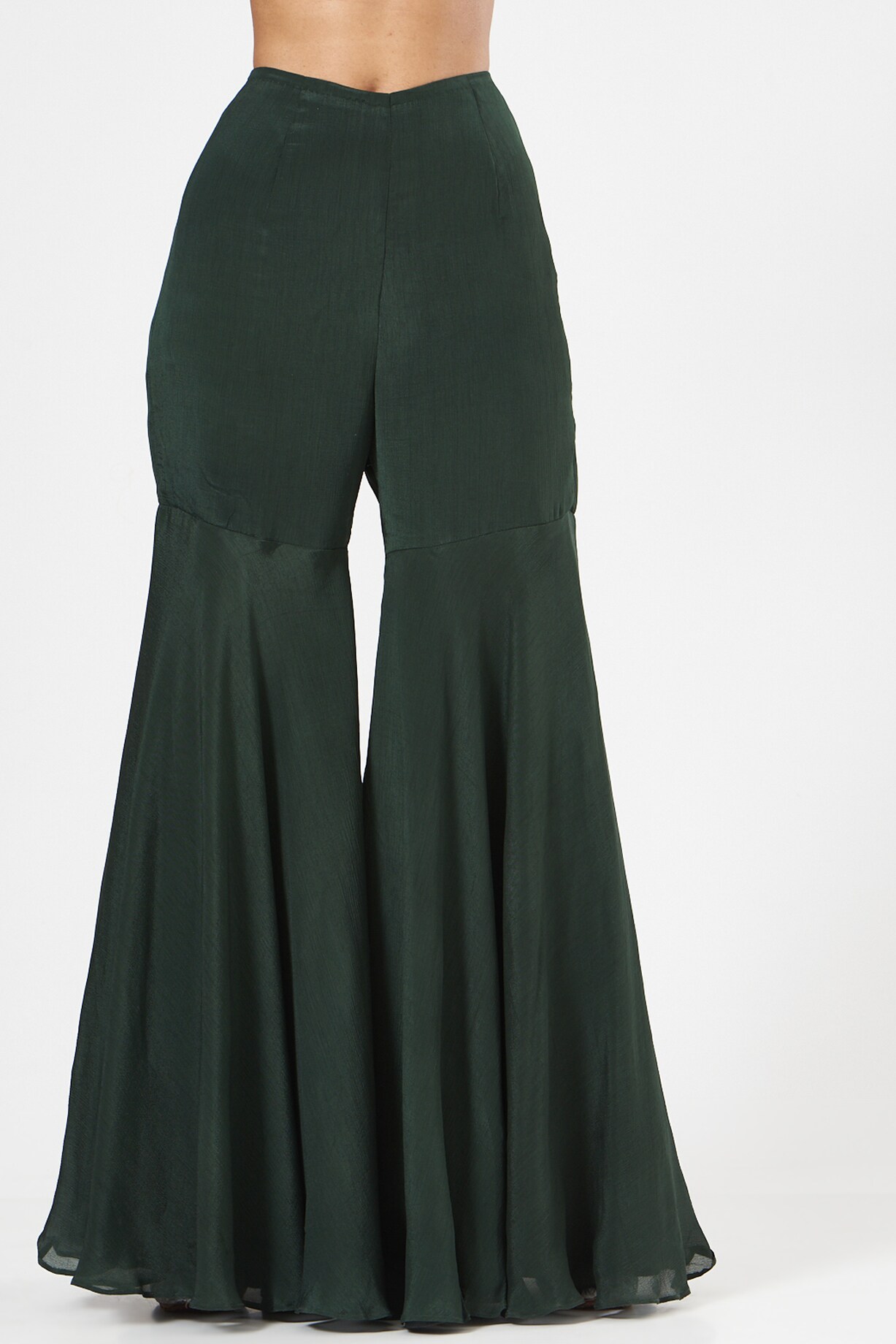 Dark Green Chinon Chiffon Sharara Set by Rashika Sharma at Pernia's Pop ...