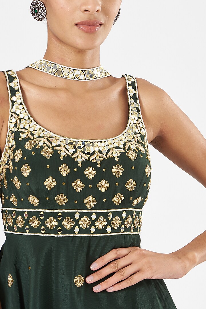 Dark Green Chinon Chiffon Sharara Set by Rashika Sharma at Pernia's Pop ...