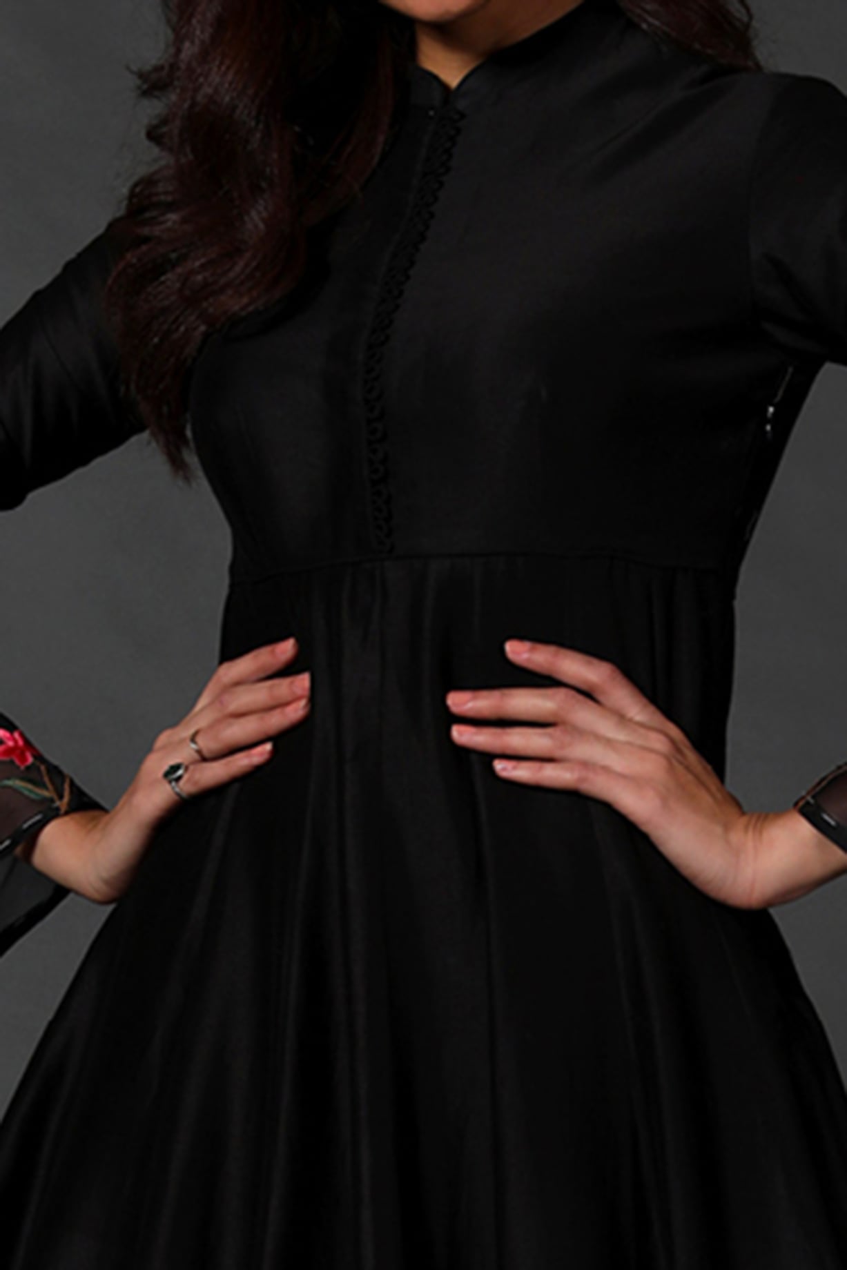 Black Ombre Machine Embroidered Anarkali Set by Rohit Bal at Pernia's ...