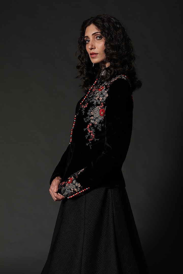 Black Embroidered Jacket by Rohit Bal at Pernia's Pop Up Shop 2025