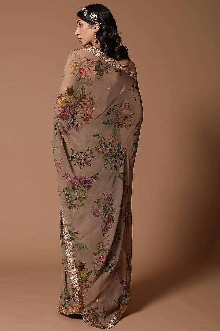Mud Floral Printed Saree Set by Rohit Bal at Pernia's Pop Up Shop 2024