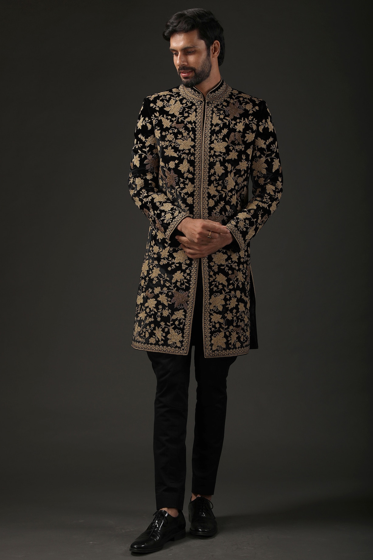 Buy Rohit Bal Men Black Embroidered Sherwani at Pernia'sPopUpShopMen 2025