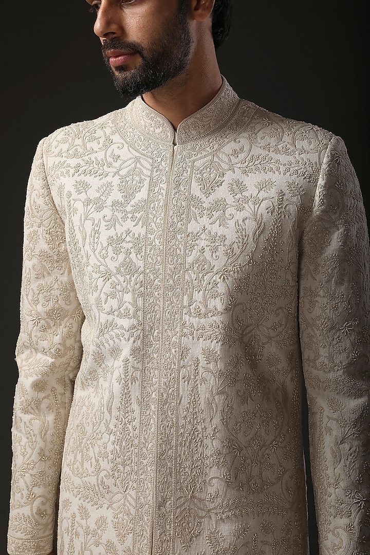 Buy Rohit Bal Men Ivory Embroidered Sherwani at Pernia'sPopUpShopMen 2024