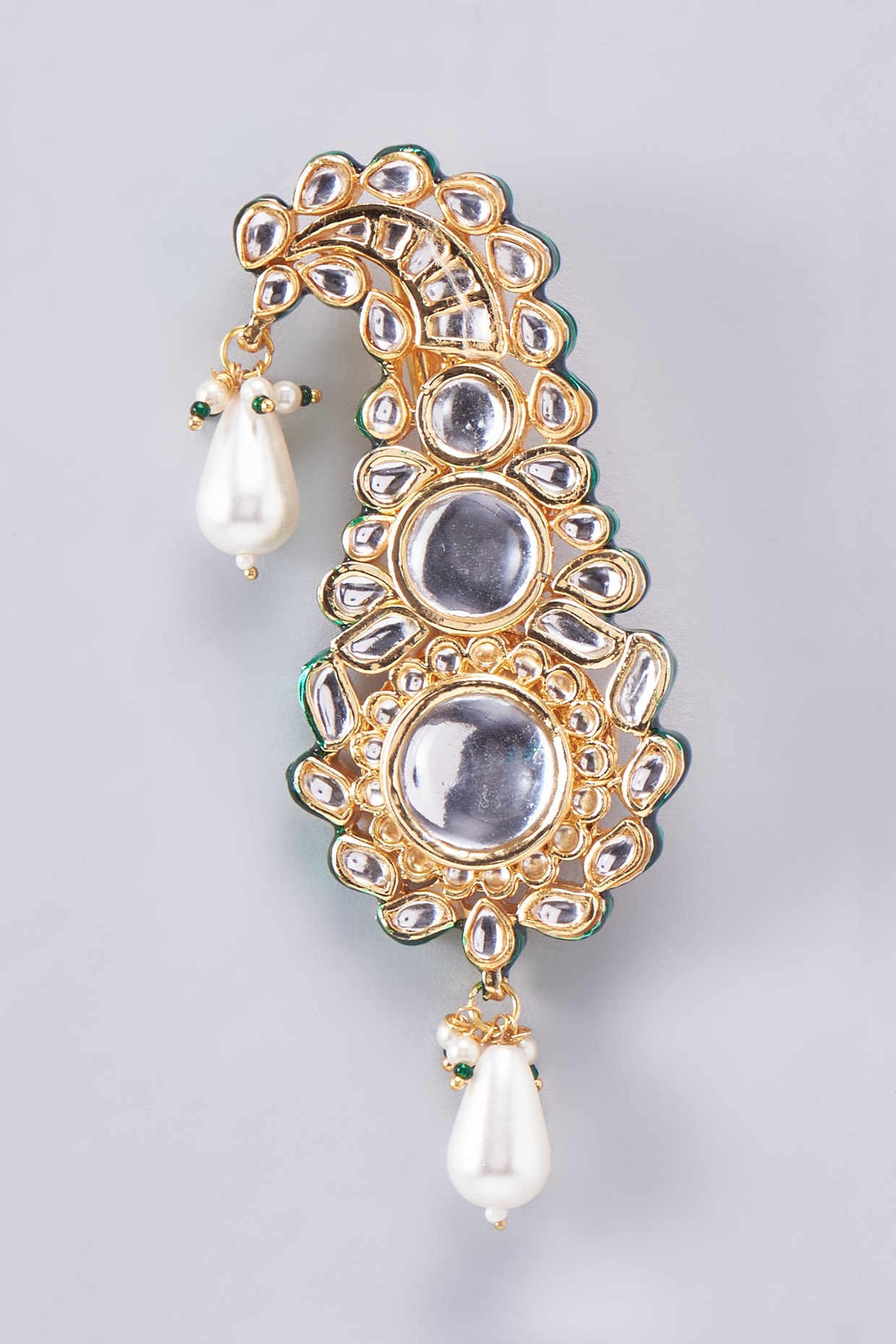 Gold Finish Kundan Polki Meenakari Kalgi by RUBY RAANG MEN at Pernia's ...