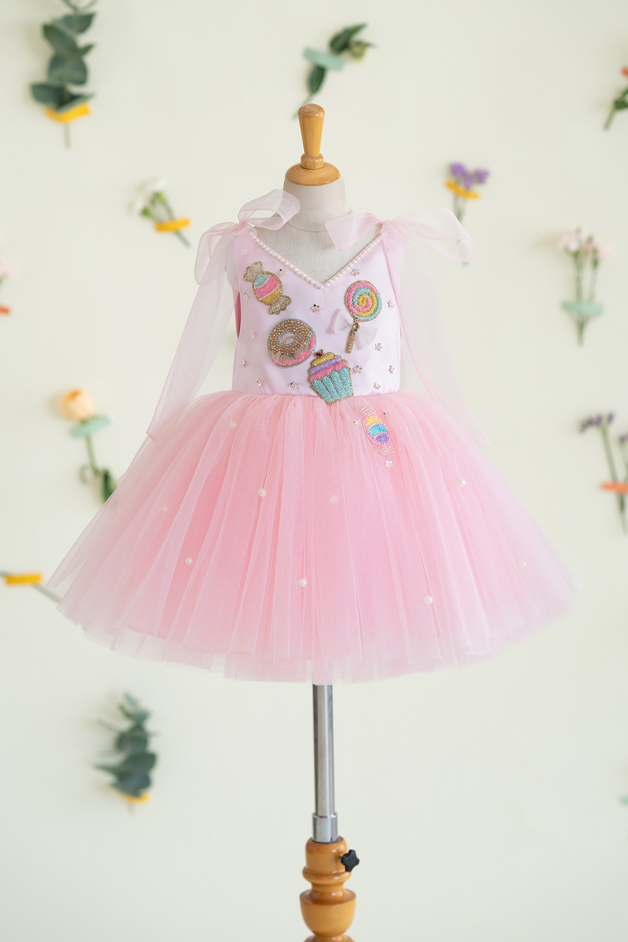 Pink Tulle Hand Embroidered Fluffy Dress For Girls by Ruchikalathlabel ...
