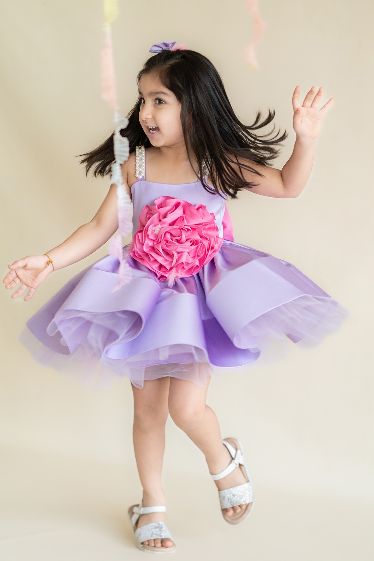 Lavender Bridal Satin & Tulle Embroidered Dress For Girls by ...