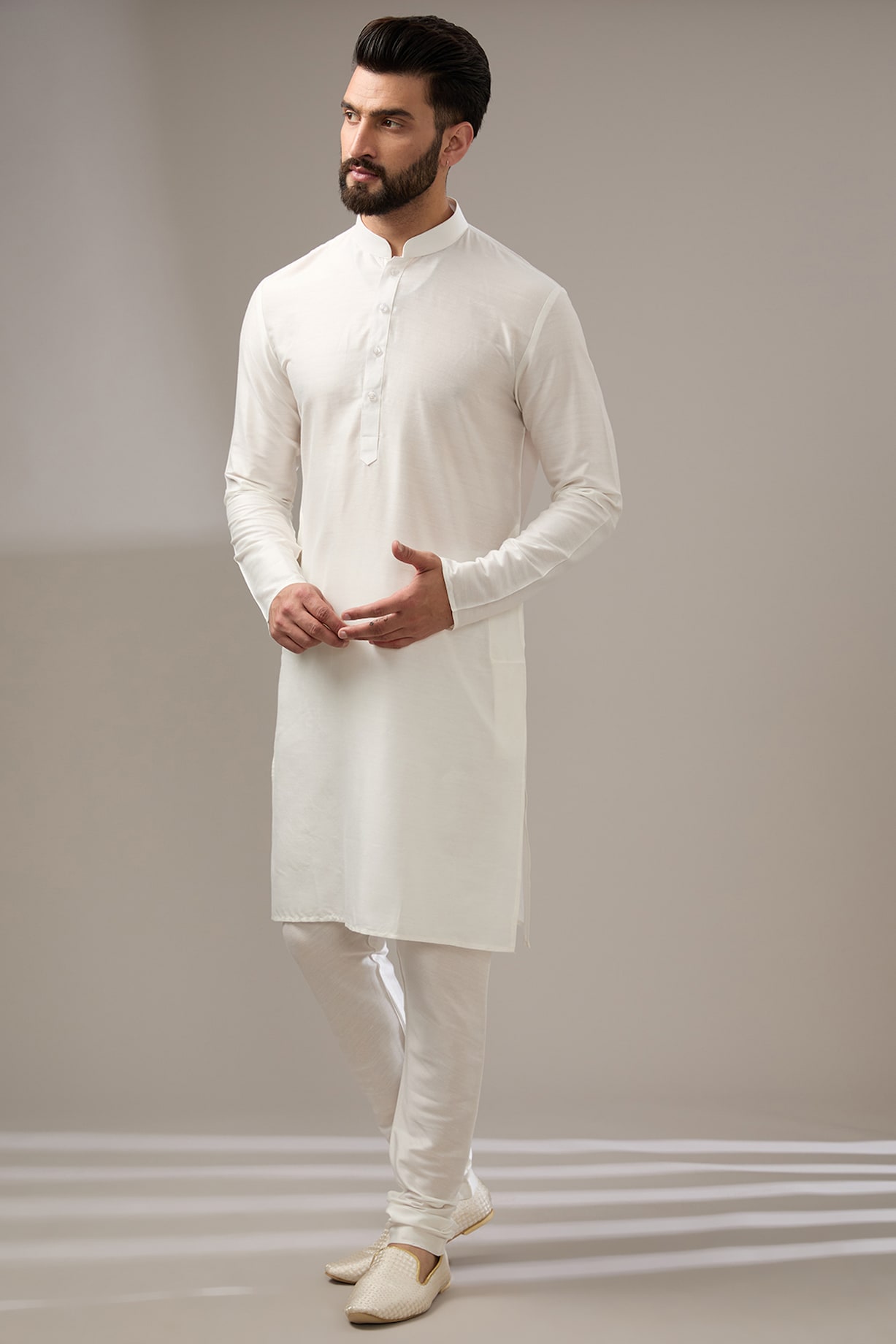 Ivory Silk Geometric Dori Work Wedding Sherwani Set by RE CHANNEL at ...