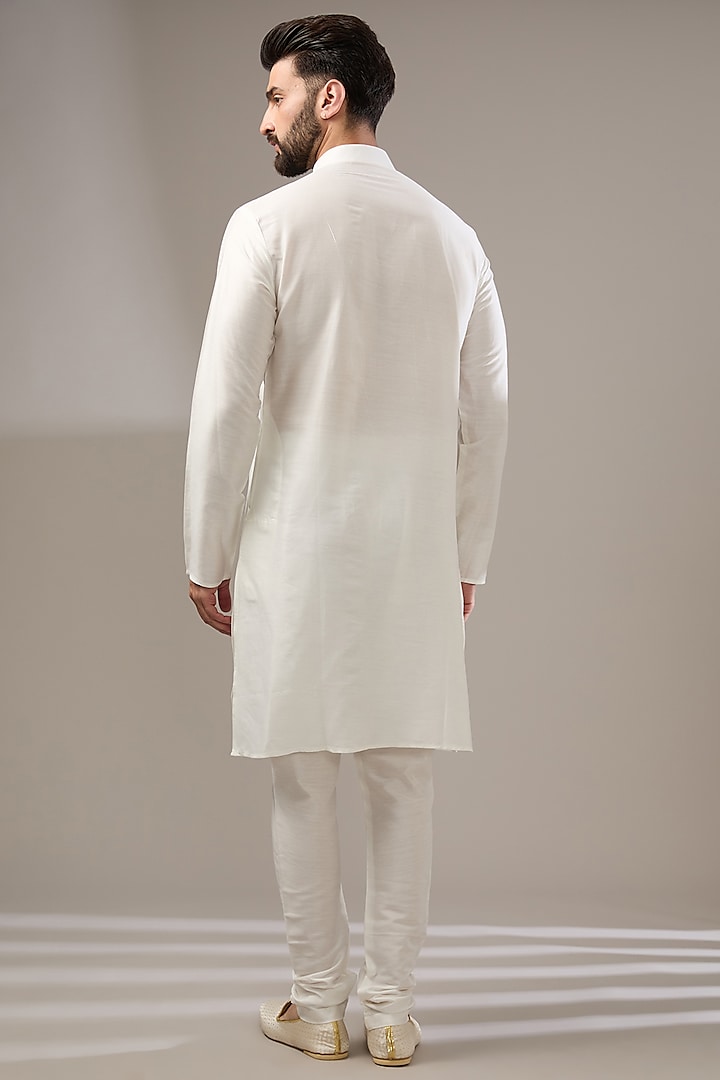 Ivory Silk Geometric Dori Work Sherwani Set Design by RE CHANNEL at ...