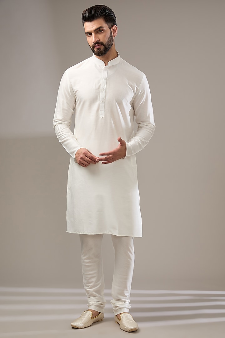 Ivory Georgette Poth Work Lucknowi Sherwani Set Design by RE CHANNEL at ...