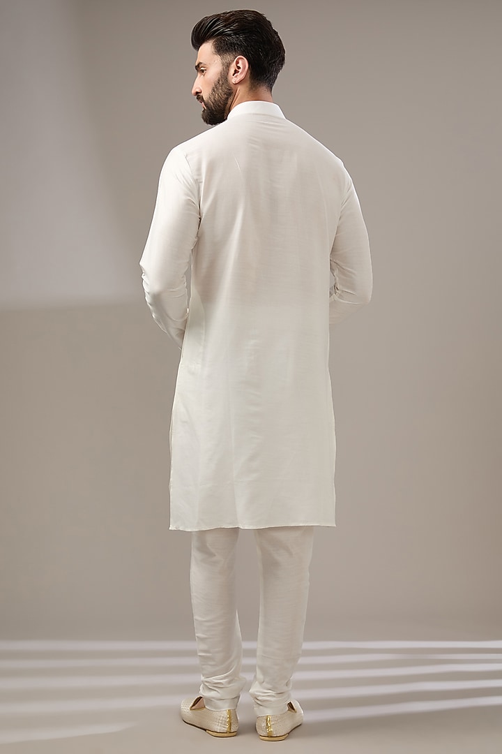 Ivory Georgette Poth Work Lucknowi Wedding Sherwani Set by RE CHANNEL ...