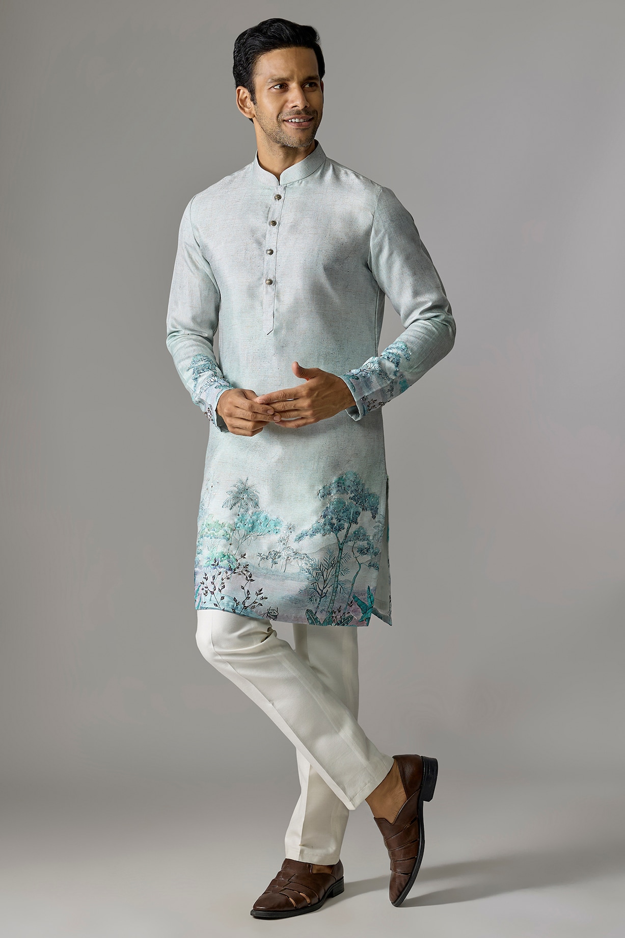 Sea Green Silk Cutdana Embroidered Kurta Set by RE CHANNEL at Pernia's ...