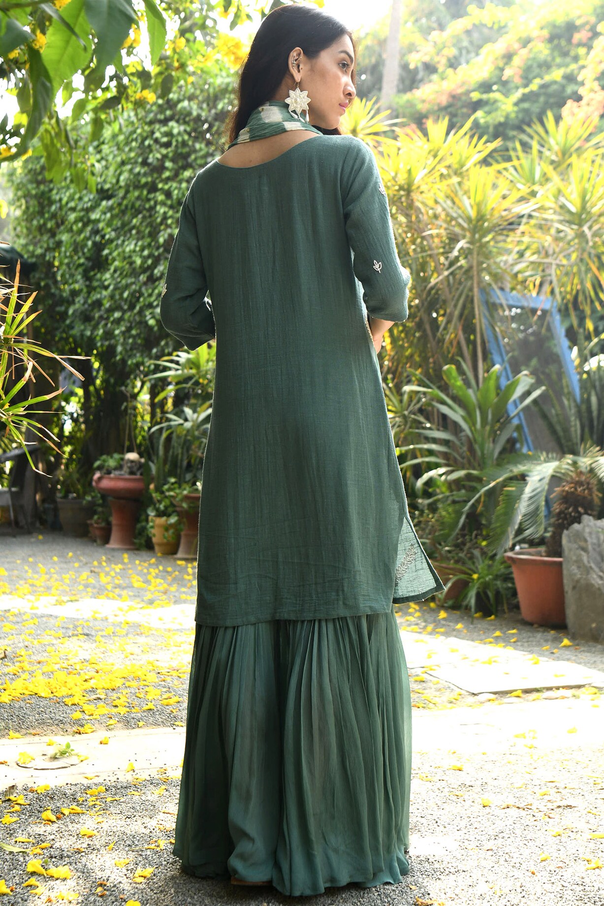 Turquoise Hand Embroidered Gharara Set Design by Rekha Agra at Pernia's ...