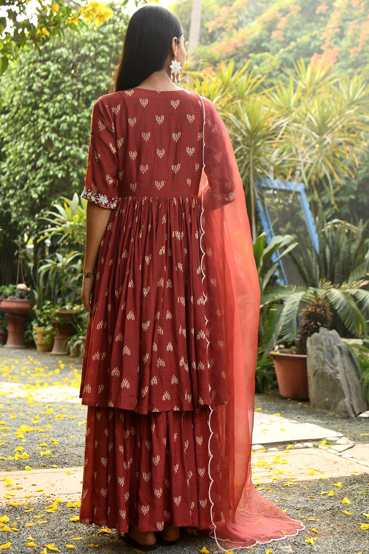 Rust Embroidered & Printed Gharara Set by Rekha Agra at Pernia's Pop Up ...