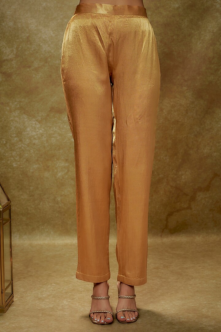 Champagne Gold Viscose Georgette Sequins Embroidered Kurta Set by Renee ...