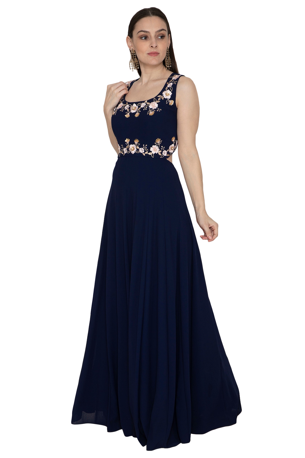 Navy Blue Embroidered Gown by Renee Label at Pernia's Pop Up Shop 2025