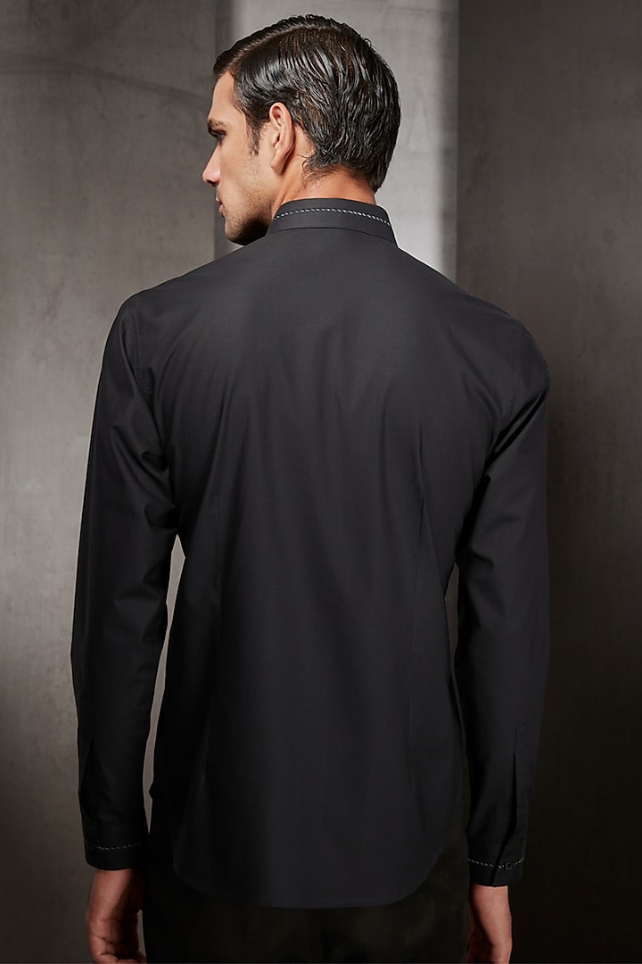 Black Dori Embroidered Shirt by Rohit Gandhi & Rahul Khanna Men at ...