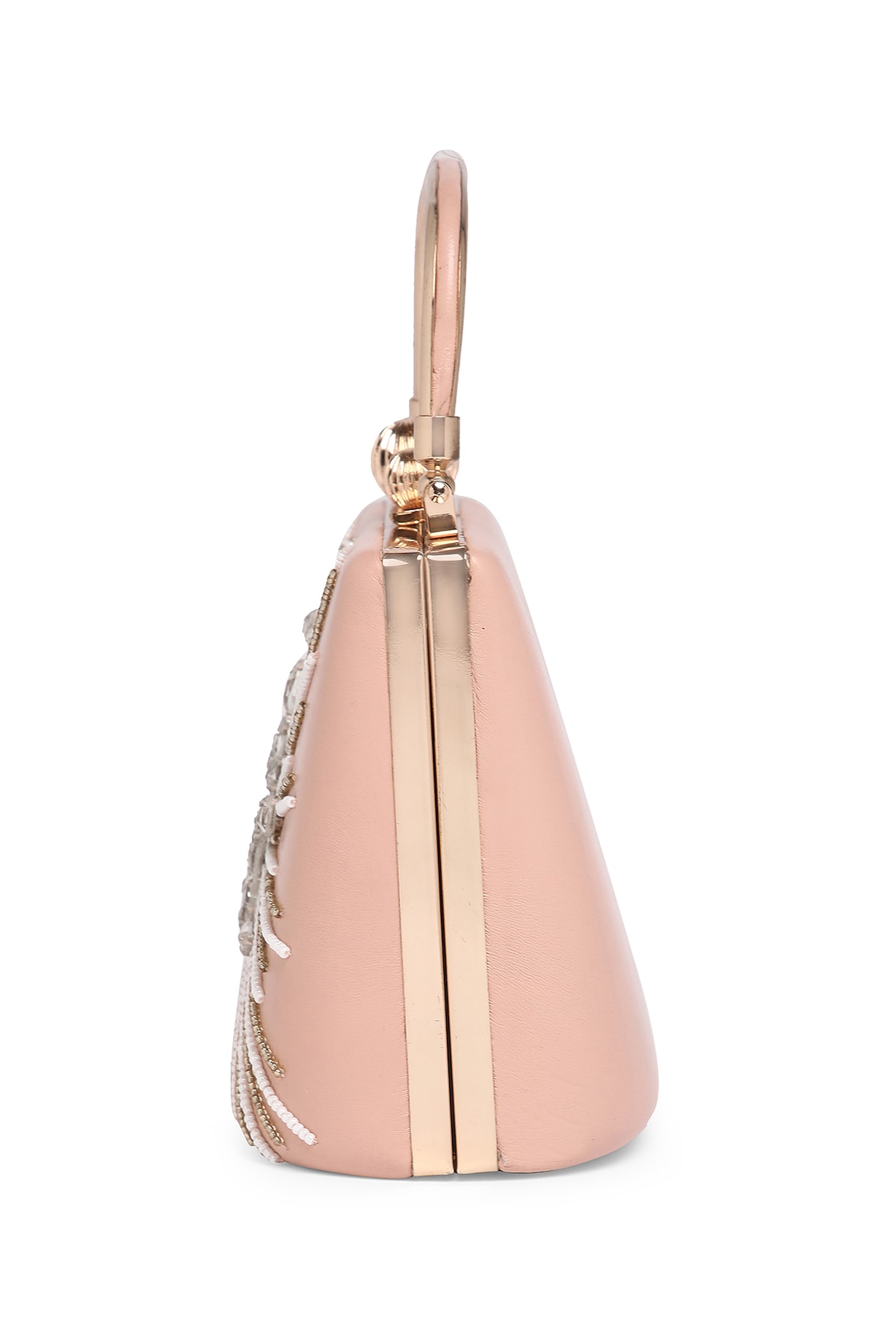 Pink Pure Sheepskin Leather Bead Embroidered Box Clutch by Richa Gupta ...