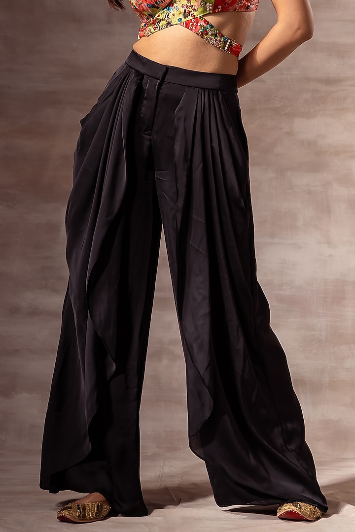 Black Satin Dhoti Pants Design by RUHR INDIA at Pernia's Pop Up Shop 2026