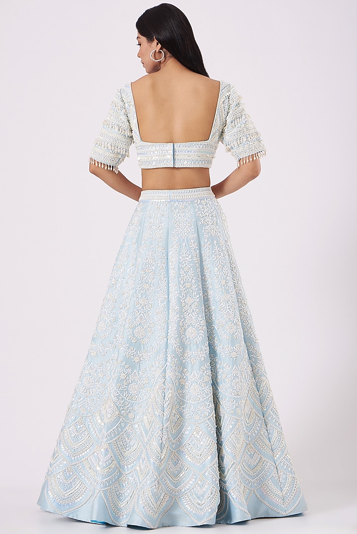 Ice Blue Embroidered Wedding Lehenga Set by Rianta's at Pernia's Pop Up ...