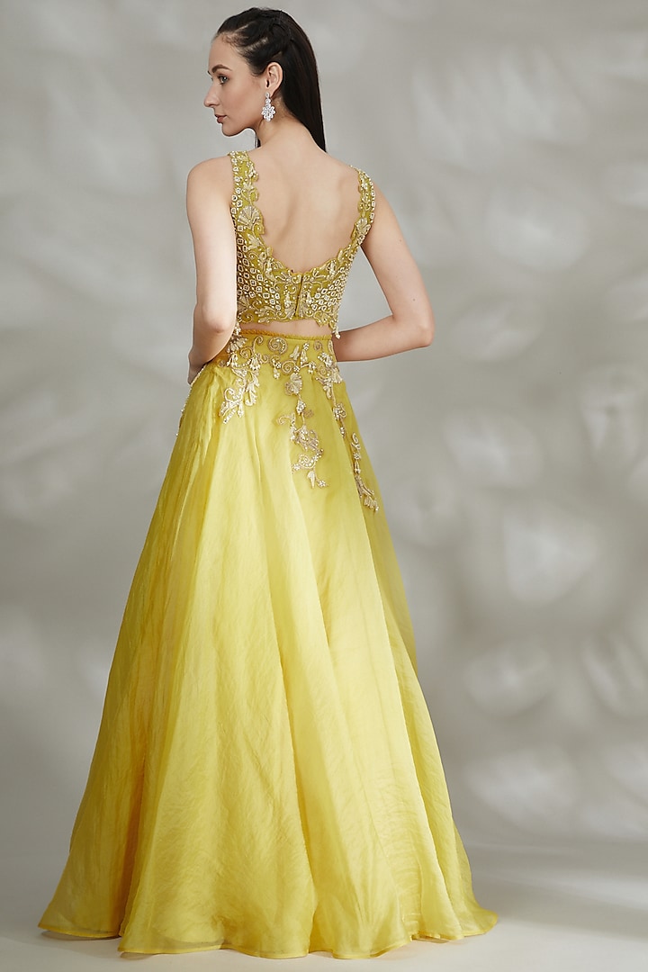 Mustard Embroidered Lehenga Set Design by Ridhima Bhasin at Pernia's ...