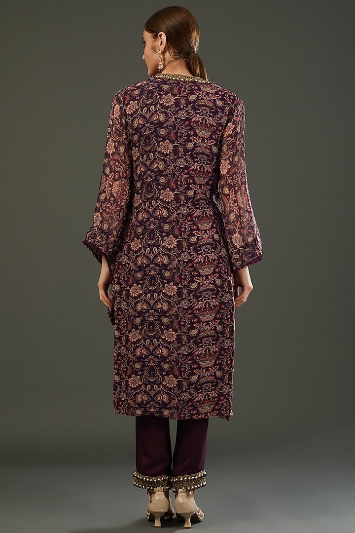 Purple Georgette Floral Printed Kurta Set by Ridhima Bhasin at Pernia's ...