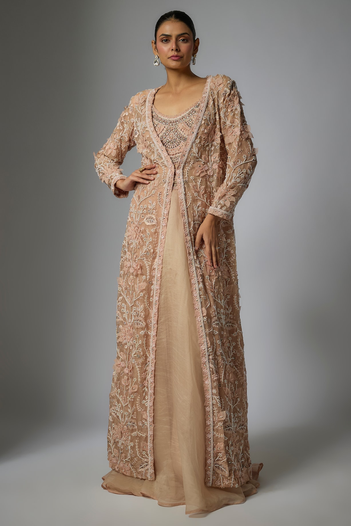 Blush Pink Pure Organza Jacket Set by Ridhima Bhasin at Pernia's Pop Up ...