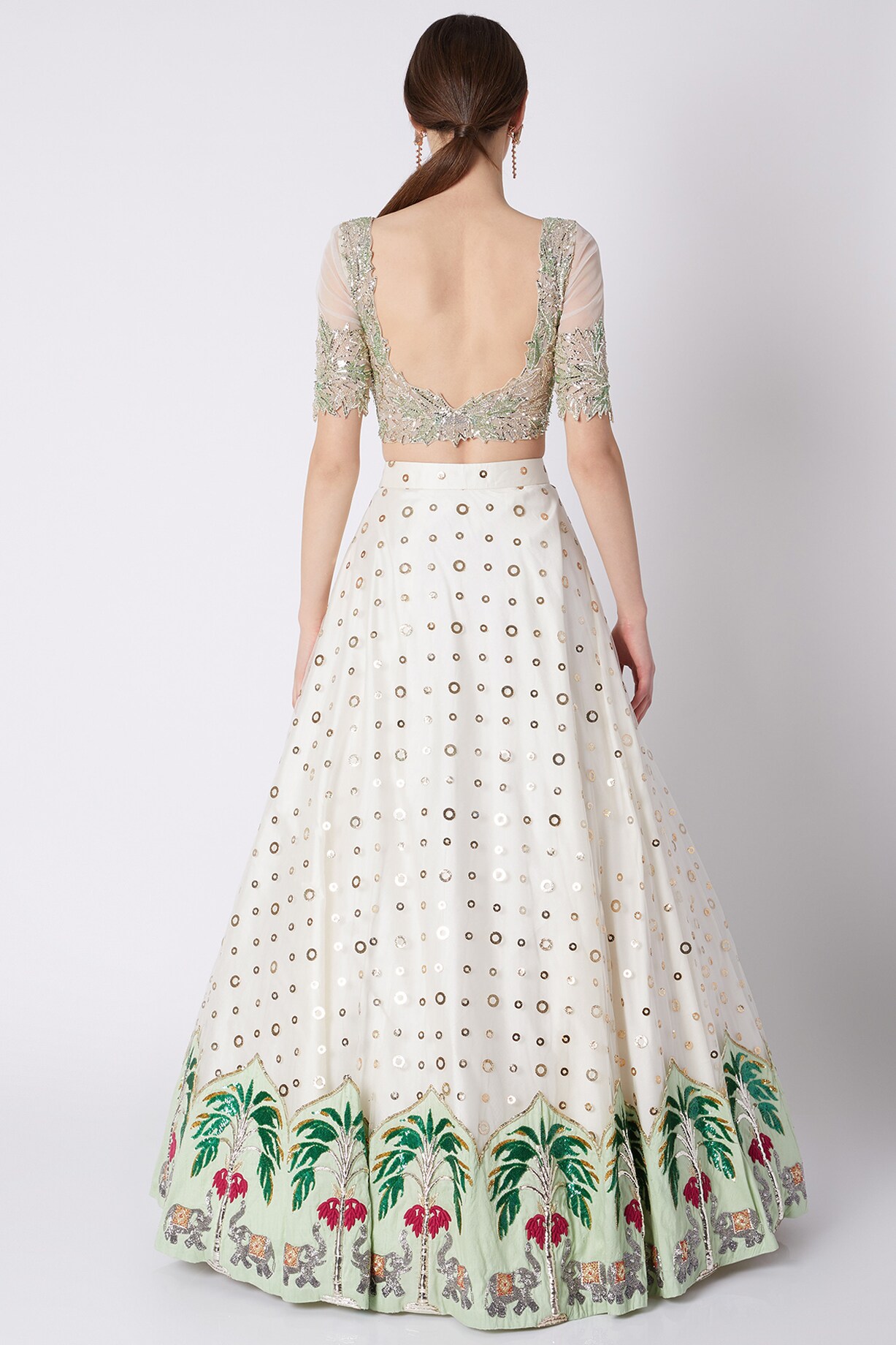 White Badla Embroidered Lehenga Set Design by Riddhi Majithia at Pernia ...