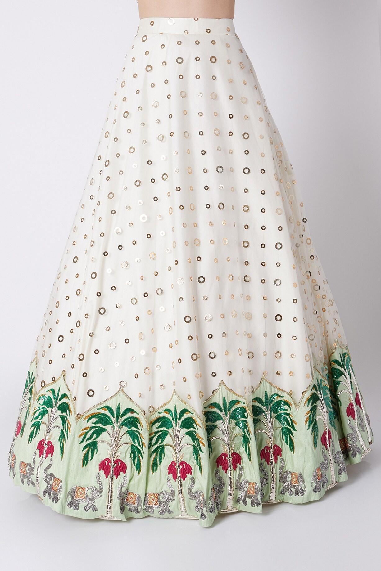 White Badla Embroidered Lehenga Set Design by Riddhi Majithia at Pernia ...