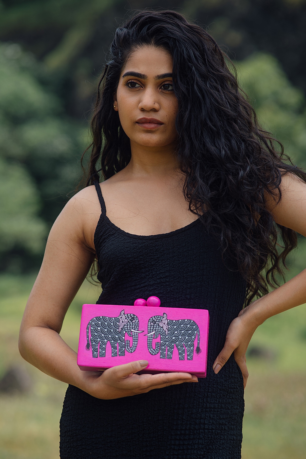 Pink Wood Handpainted Clutch by RITI at Pernia's Pop Up Shop 2025