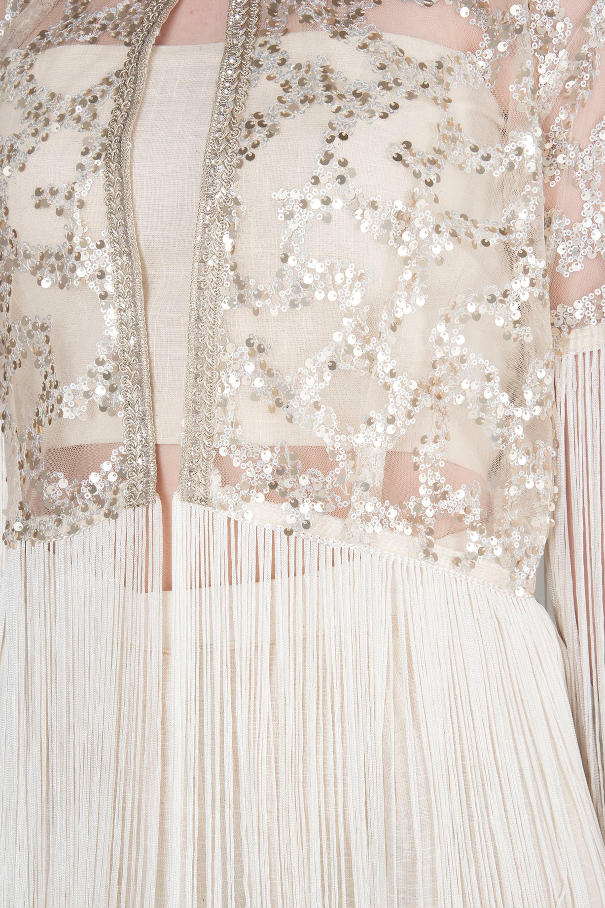 Ivory Embroidered Short Jacket With Bustier & Pants Design by A-Sha By ...