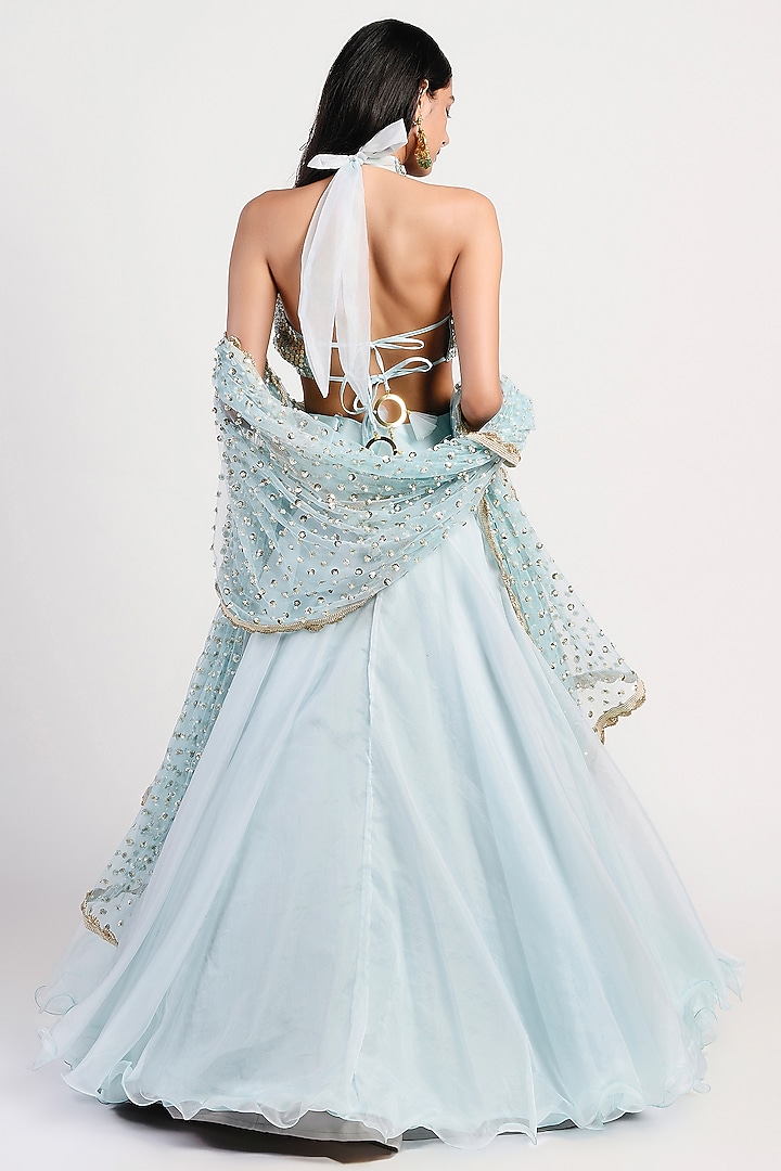 Ice Blue Embroidered Wedding Lehenga With Blouse by Rishi & Vibhuti at ...