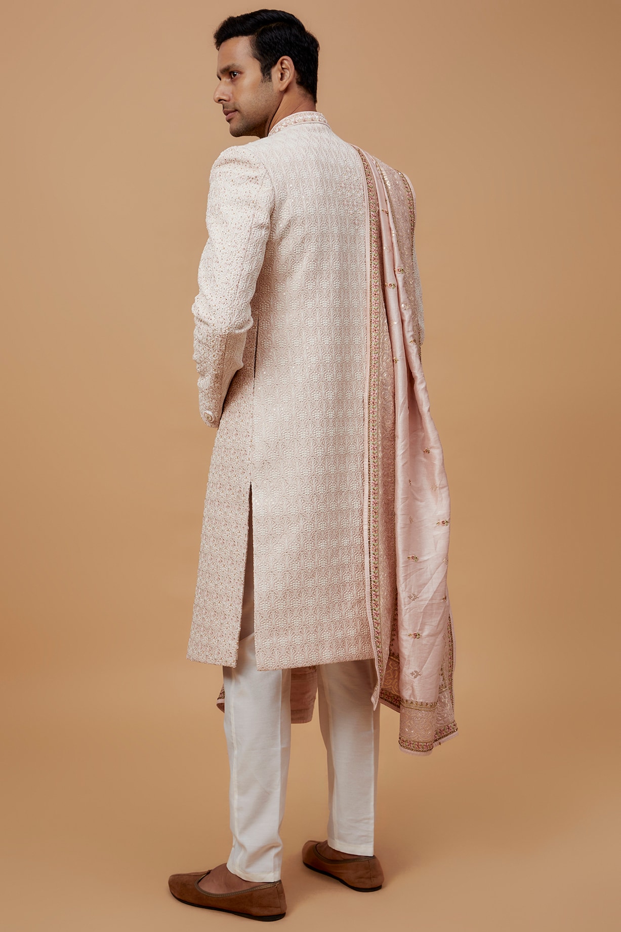 Buy RIYAASAT Pink Lucknowi Embroidered Sherwani Set at Pernia ...