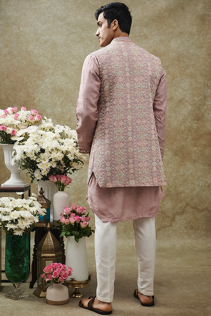 Lavender Splendid Silk Thread Work Indowestern Set by RIYAASAT at ...