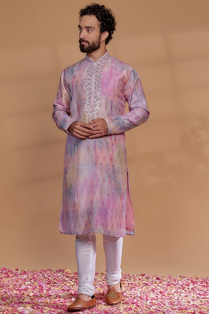 Multi-Colored Silk Printed Kurta Set by RIYAASAT at Pernia's Pop Up ...