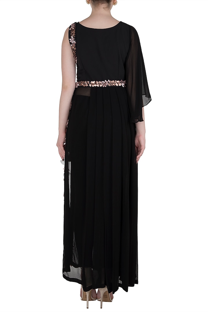 Black one side long dress available only at Pernia's Pop Up Shop. 2025
