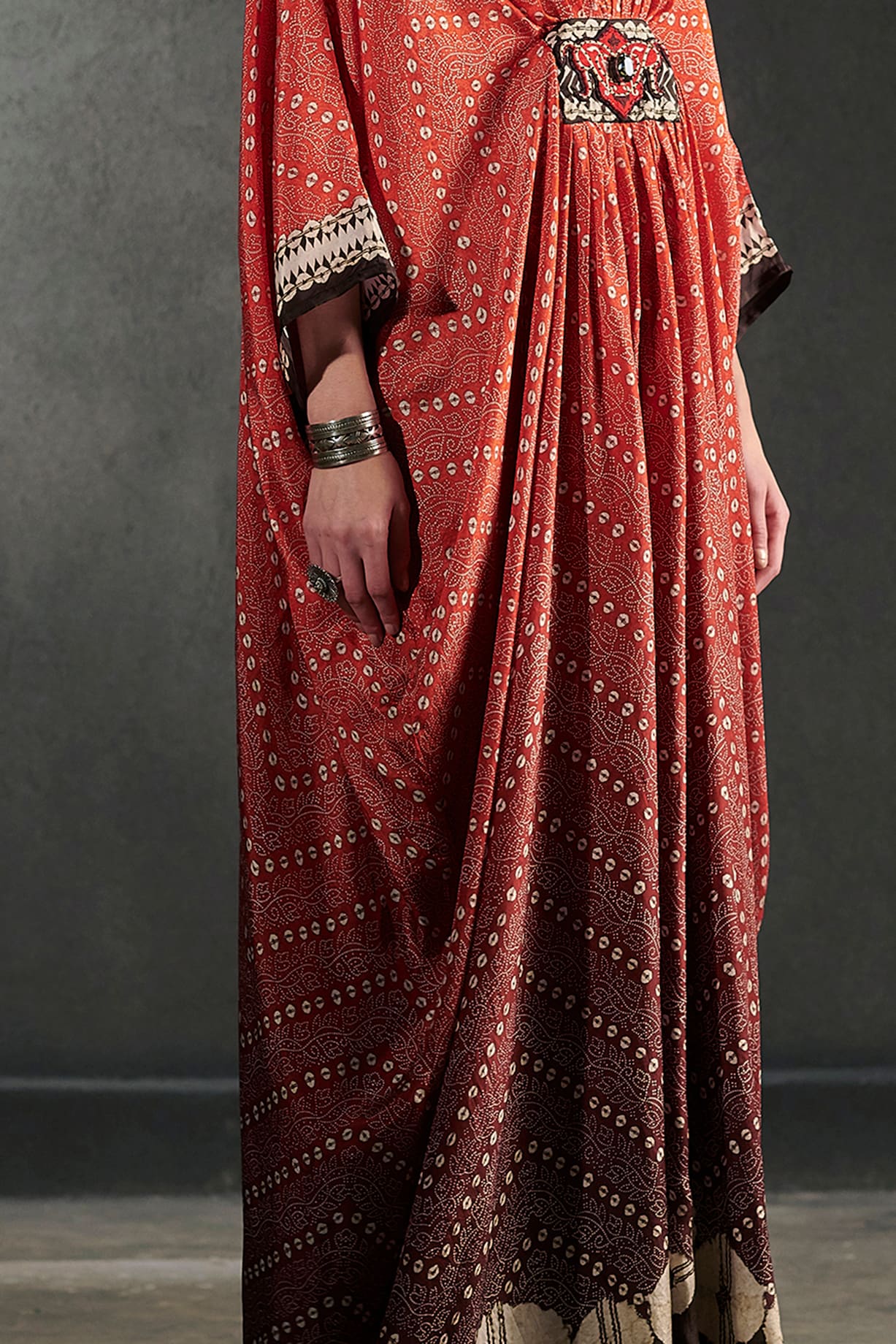 Red Printed Kaftan Design by Rajdeep Ranawat at Pernia's Pop Up Shop 2024