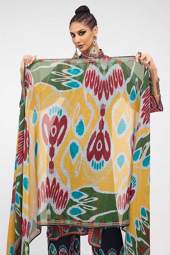 Multi-Colored Silk Chiffon Printed Dupatta by Rajdeep Ranawat at Pernia ...