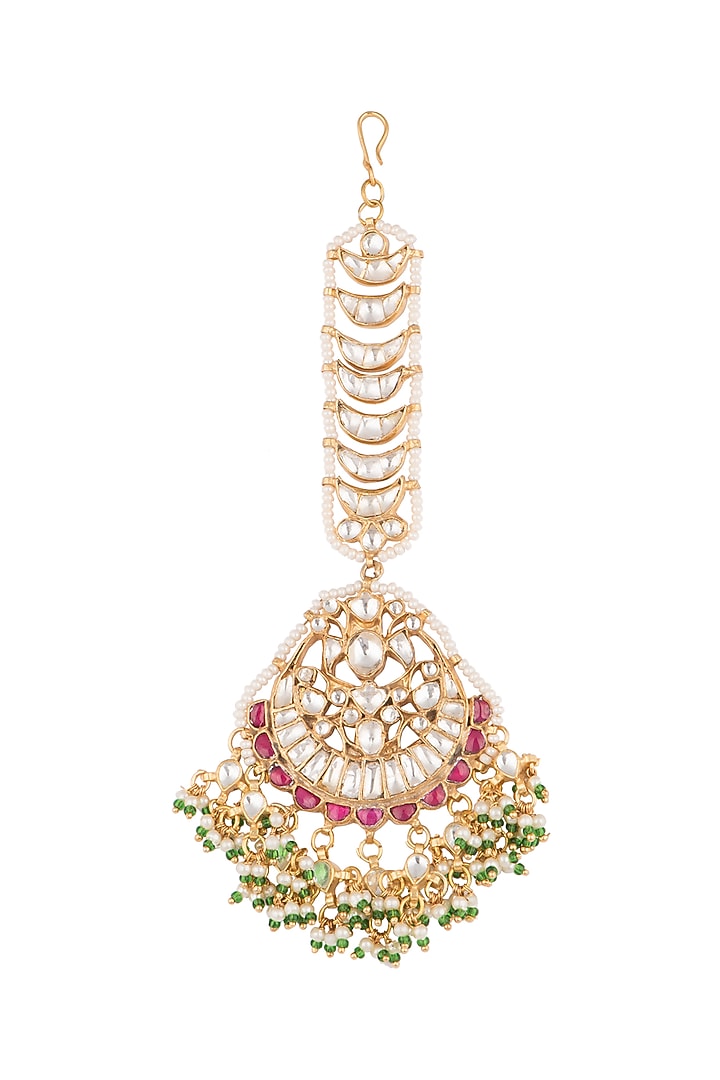 Gold Plated Jadtar Stone Bridal Maang Tikka Design by Riana Jewellery ...