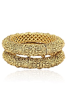 Set of 2 gold finish cutwork bangles available only at Pernia's Pop Up ...