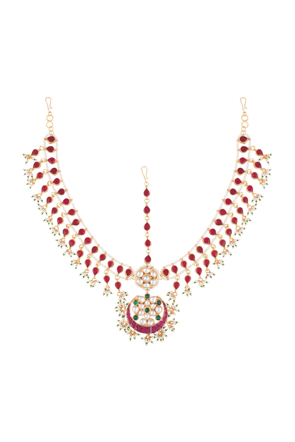 22Kt Gold Plated Stones & Pearl Mathapatti by Riana Jewellery at Pernia ...