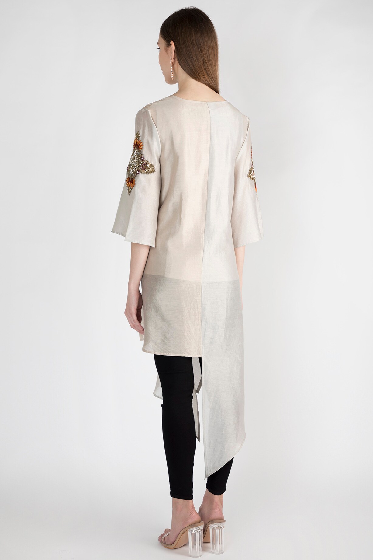 Beige Embroidered Tunic With Inner by at Pernia's Pop Up Shop 2024