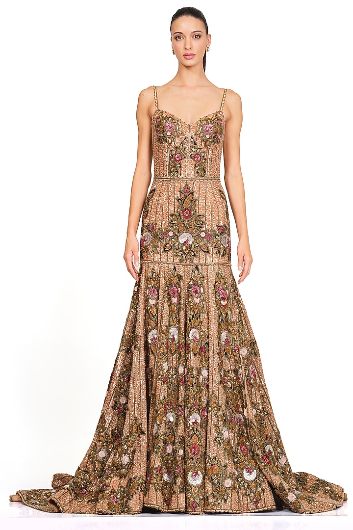 Multi-Coloured Net Embroidered Gown by Rocky Star at Pernia's Pop Up ...