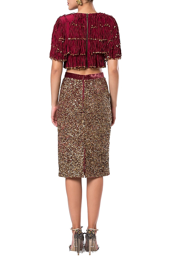 Velvet red tassels and beads crop top available only at Pernia's Pop Up ...