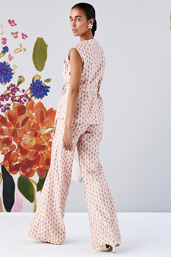 Ivory Chanderi Printed Co-Ord Set Design by Ridhi Mehra Pret at Pernia ...