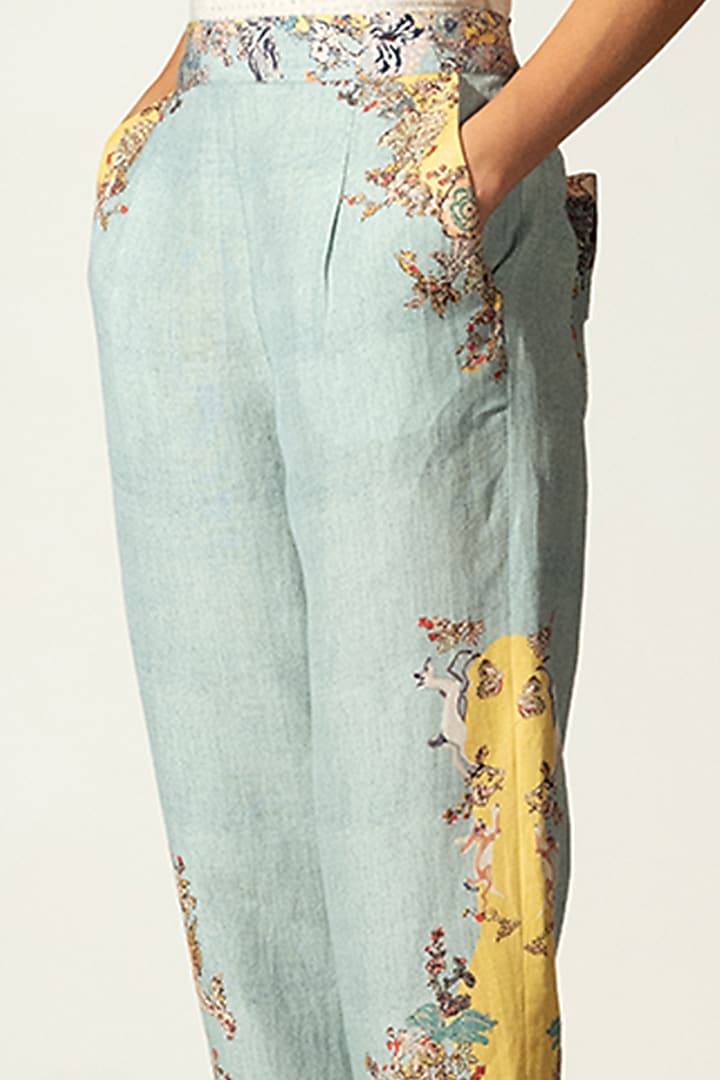 Multi-Colored Linen Blend Pants by Ranna Gill at Pernia's Pop Up Shop 2025